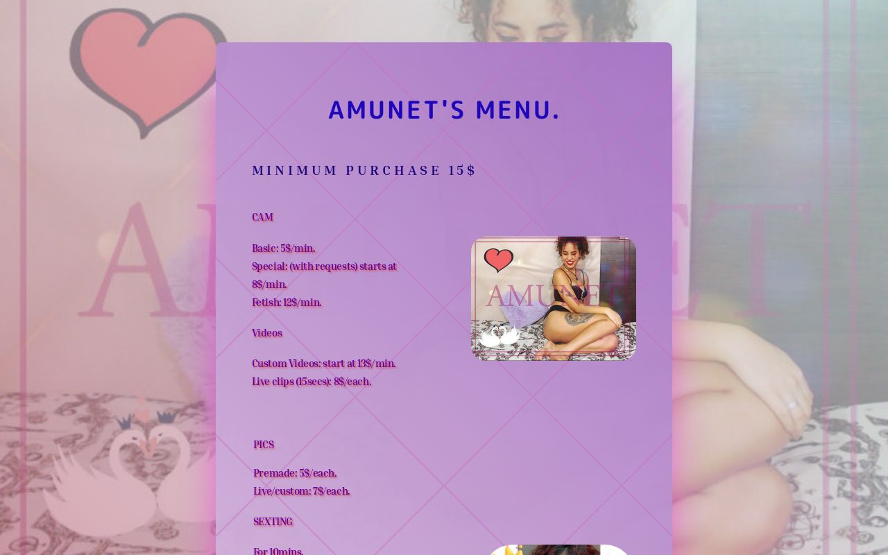 amunet's menu